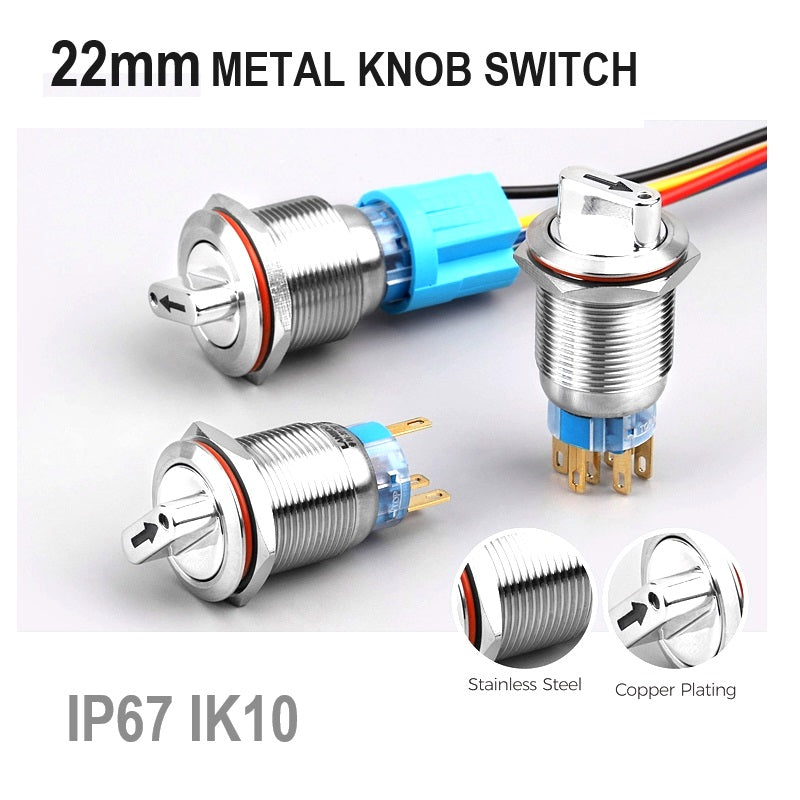 22mm SPDT 2/3 Position Maintained Arrow LED Stainless steel Selector S ...