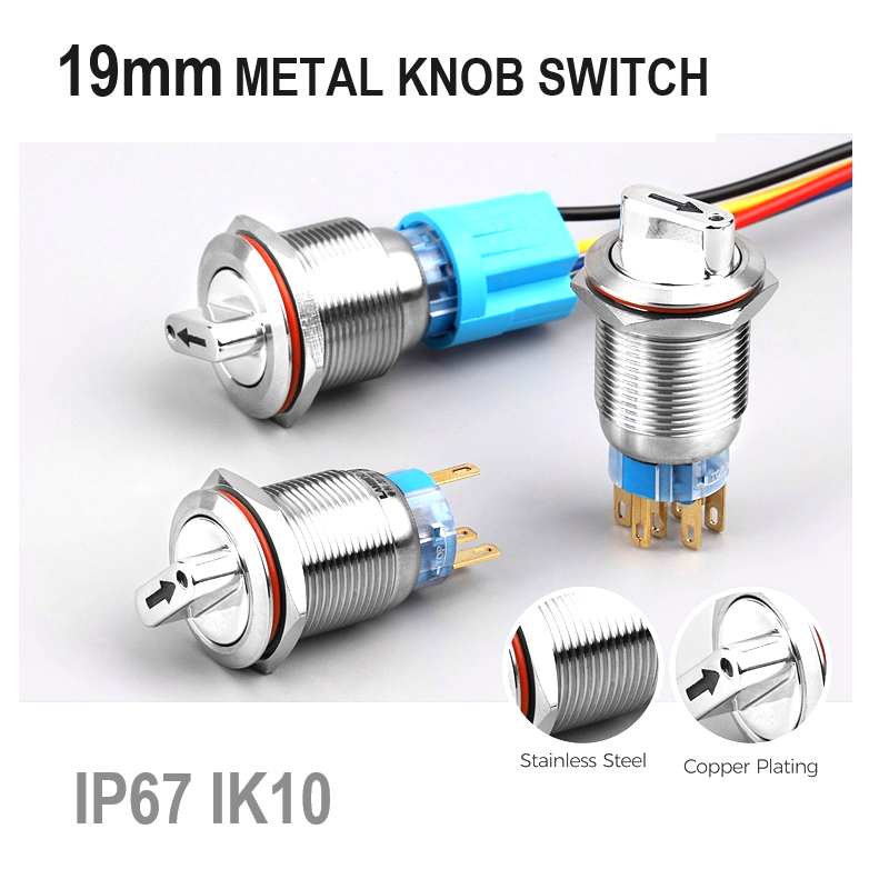 19mm SPDT 2/3 Position Momentary Arrow LED Stainless steel Selector Sw ...