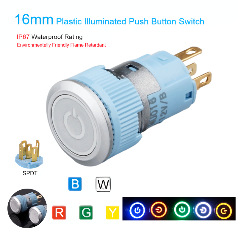 16mm Medical Grade Push Button Switch Silver Housing IP67 Waterproof L ...