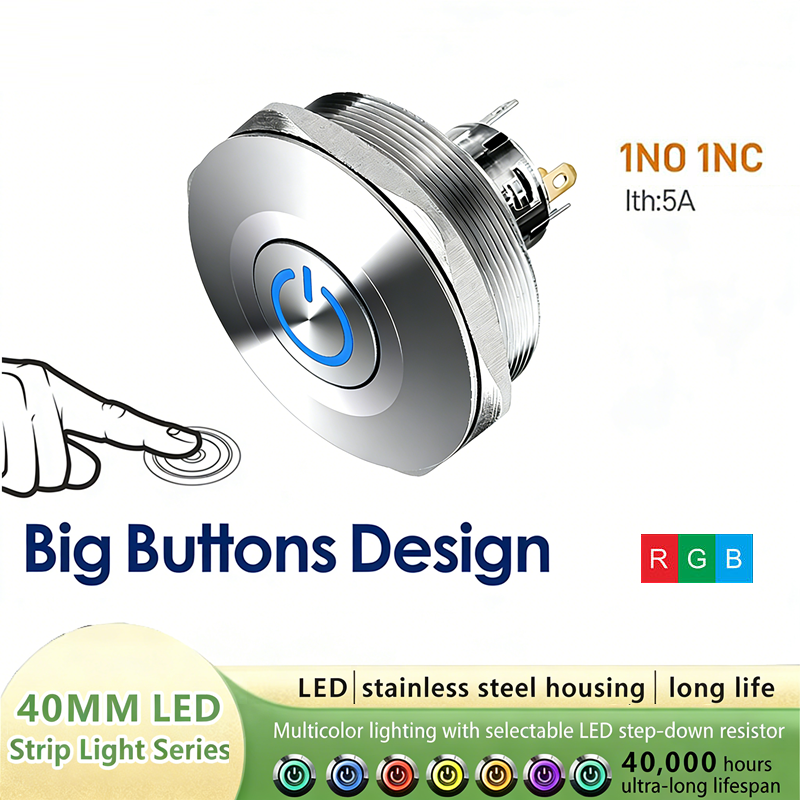 40mm Tri-color Power Style LED Illuminated Stainless Steel Anti-Vandal ...