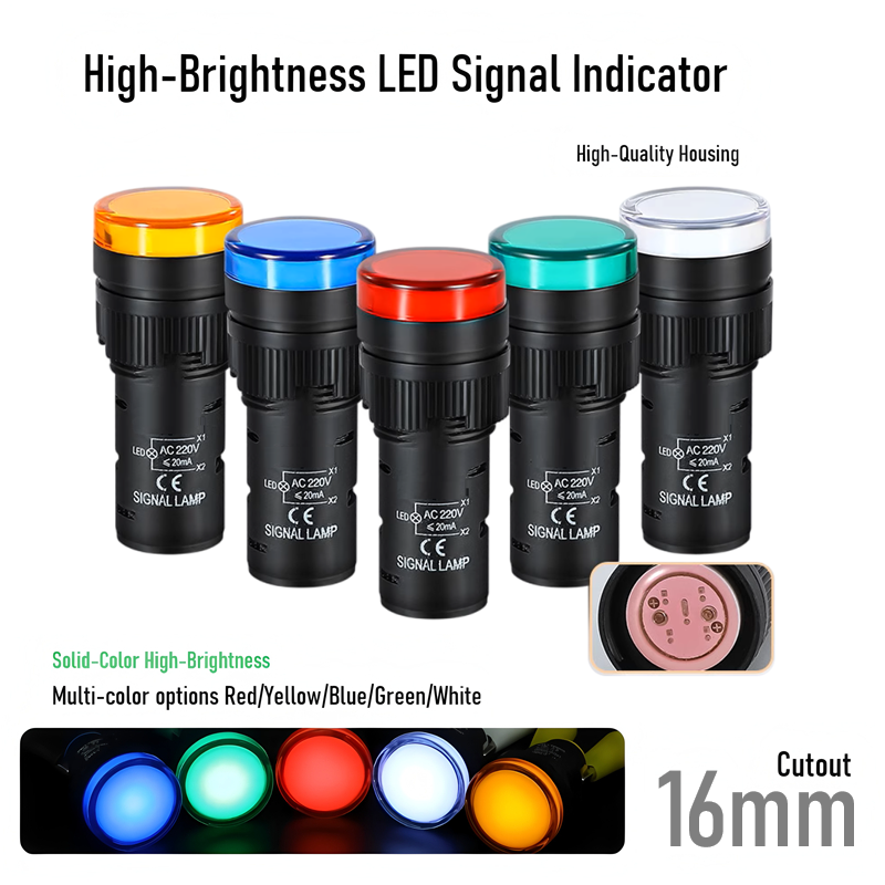 Industrial 16mm LED Pilot Light‌ Multi 5Color Options Machinery Status ...