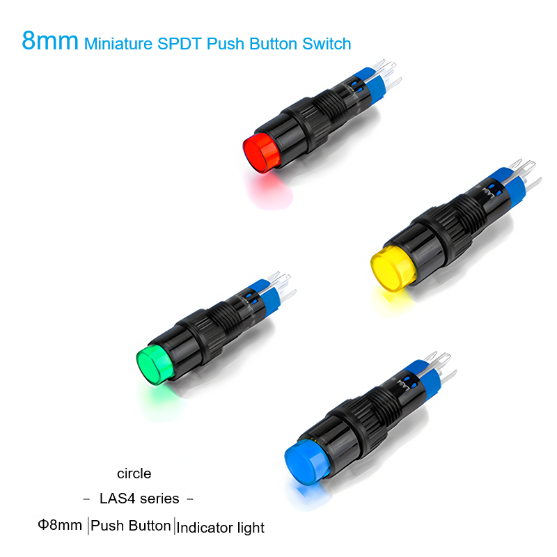 8mm SPDT Waterproof Illuminated Push Button Switch Round Plastic Mini ...