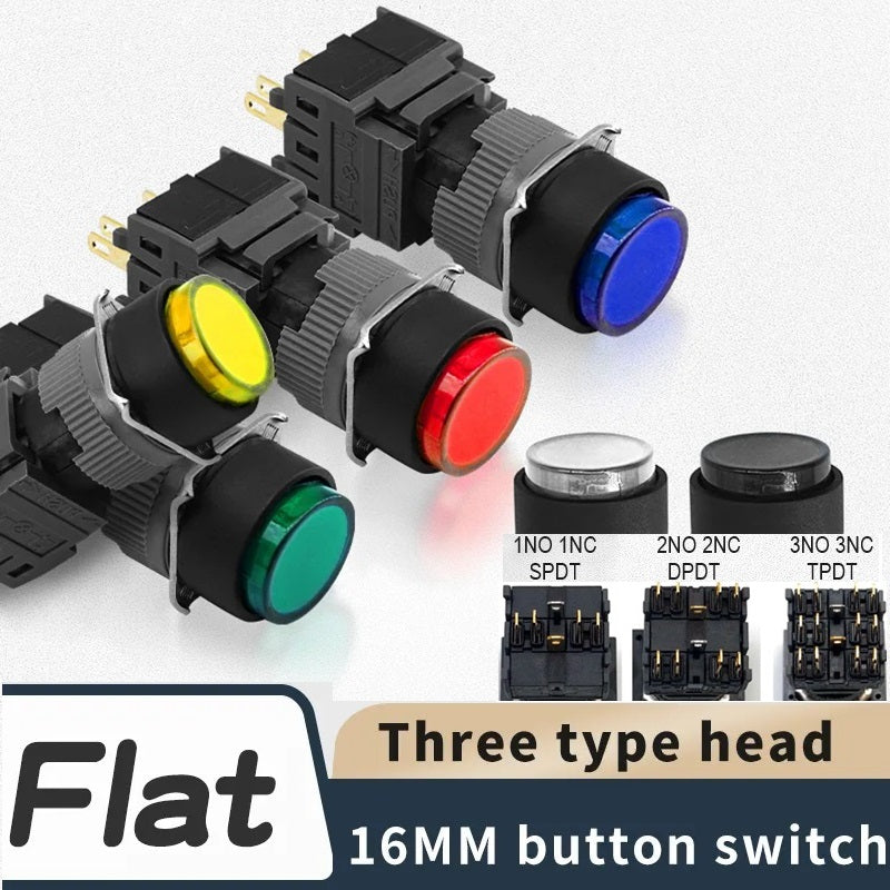 16mm DPDT Maintained Red Round Plastic Push Button Switch (LAS1-BY) CE ...