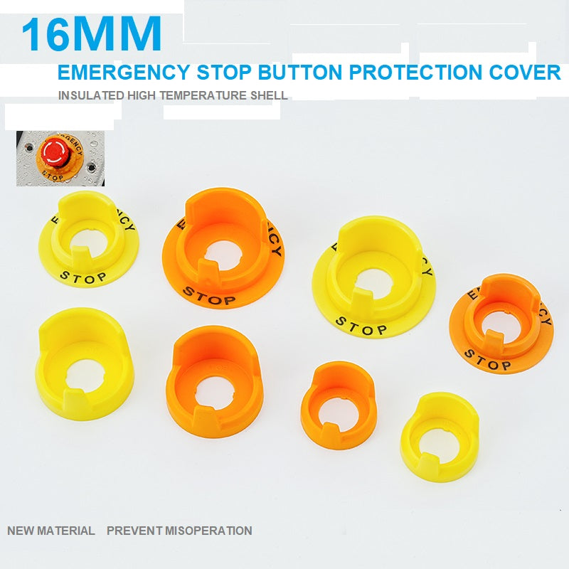 16mm Emergency Stop Button Protective Cover Warning Ring Orange Words ...