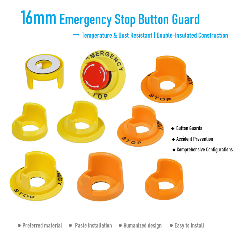 16mm High-Visibility Flanged Guard Emergency Stop Button Dust Boot & I ...