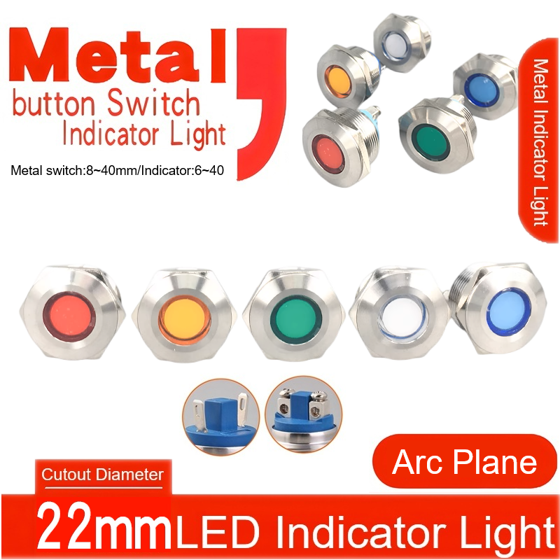 Industrial 22mm Metal Signal Lamp - 304 SS Wide Voltage(12-220V) IP65 ...