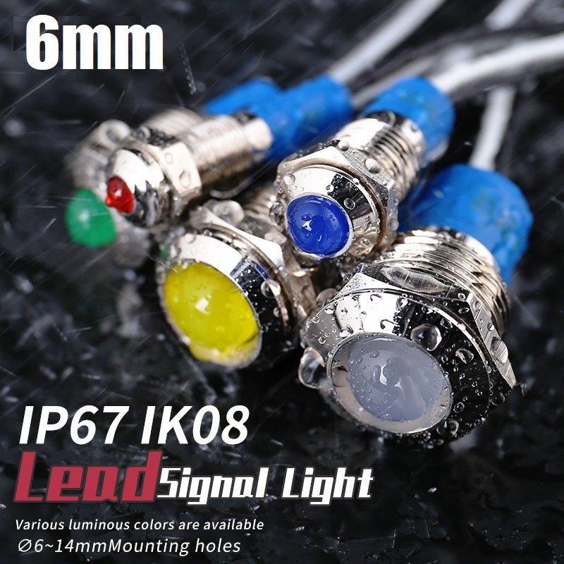 6mm metal LED indicator small domed head stainless steel 12V IP67 indi ...