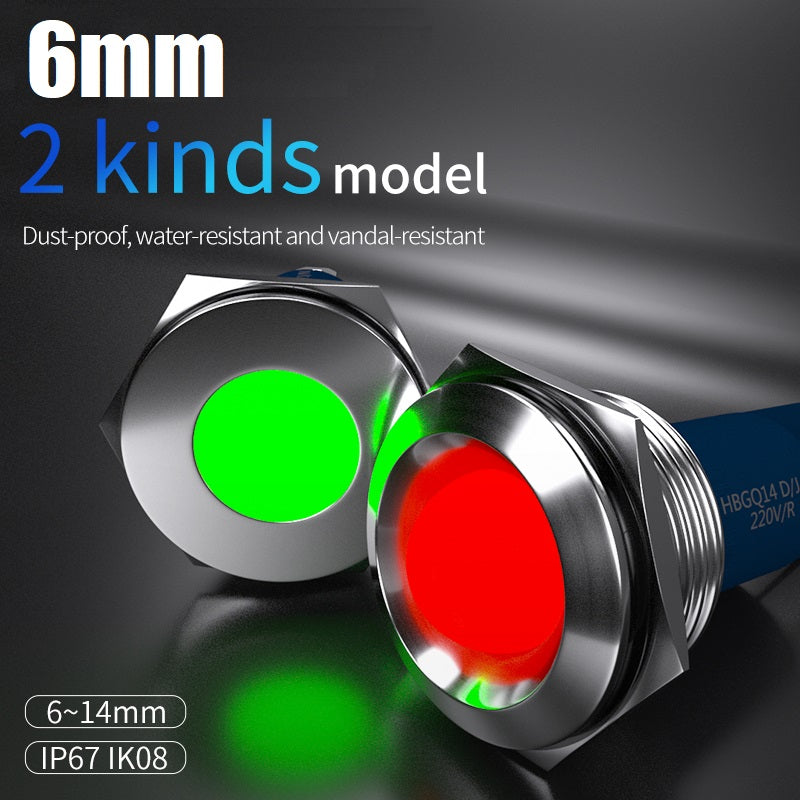 6mm Stainless steel Led signal lamp Pins terminal Metal Waterproof IP6 ...