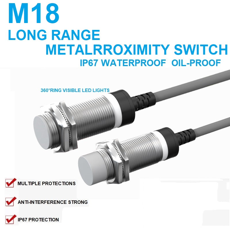 Long Range Metal Proximity Switch M18 24VDC Elevator Inductive Proximi ...